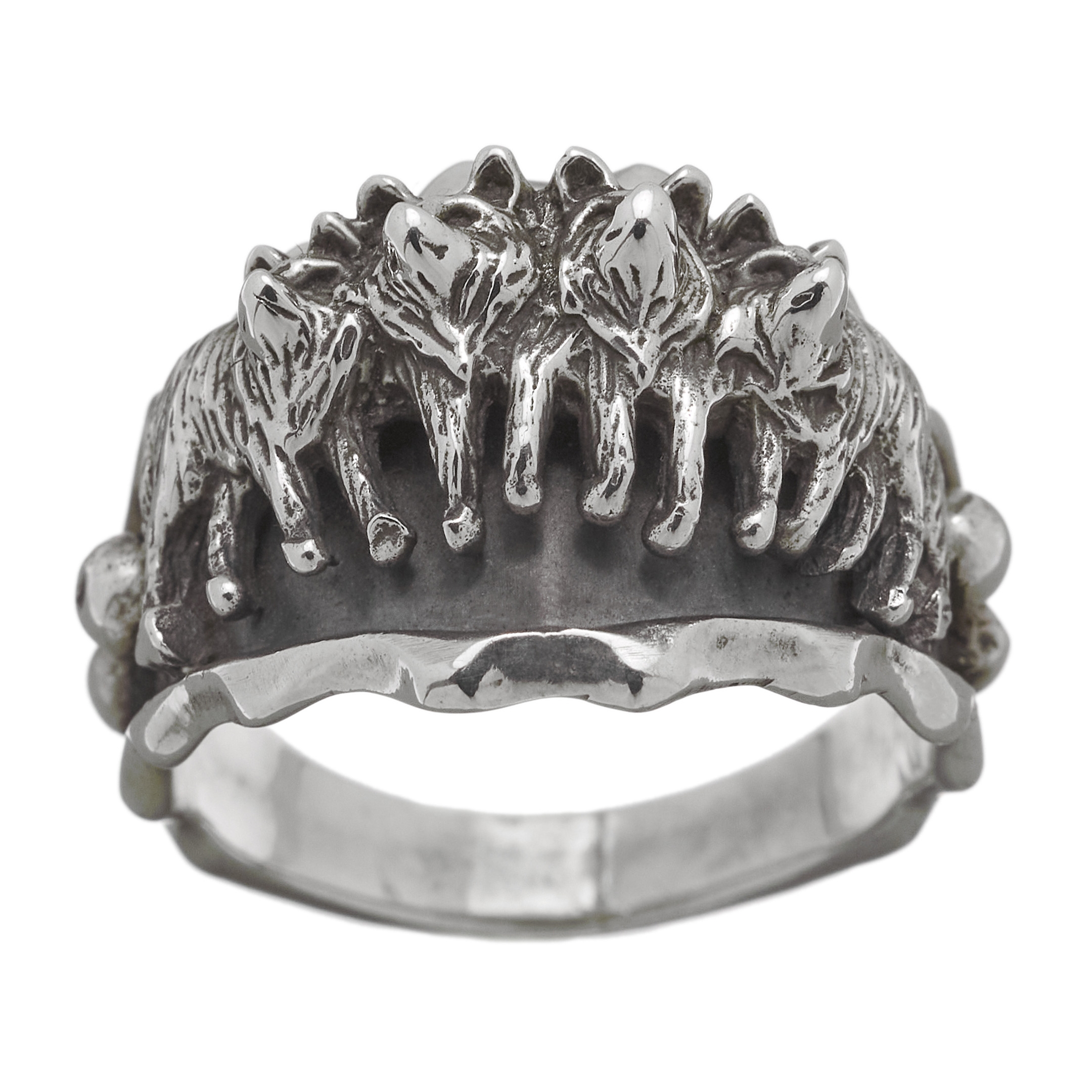 Navajo ring with a pack of wolves, BA1063 - Harpo Paris